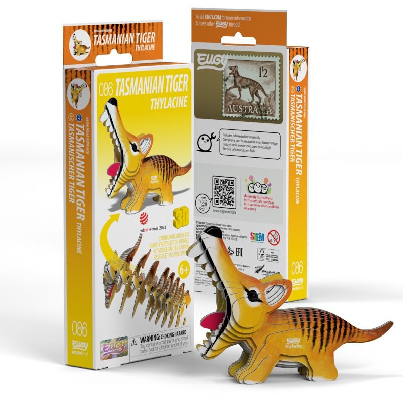Eugy 3D Cardboard Model Kit 086 Tasmanian Tiger - Toys Hobbies