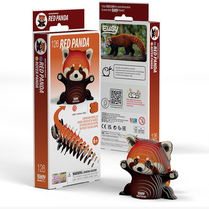 Eugy Red Panda 3D Cardboard Model Kit 126 - Toys Hobbies